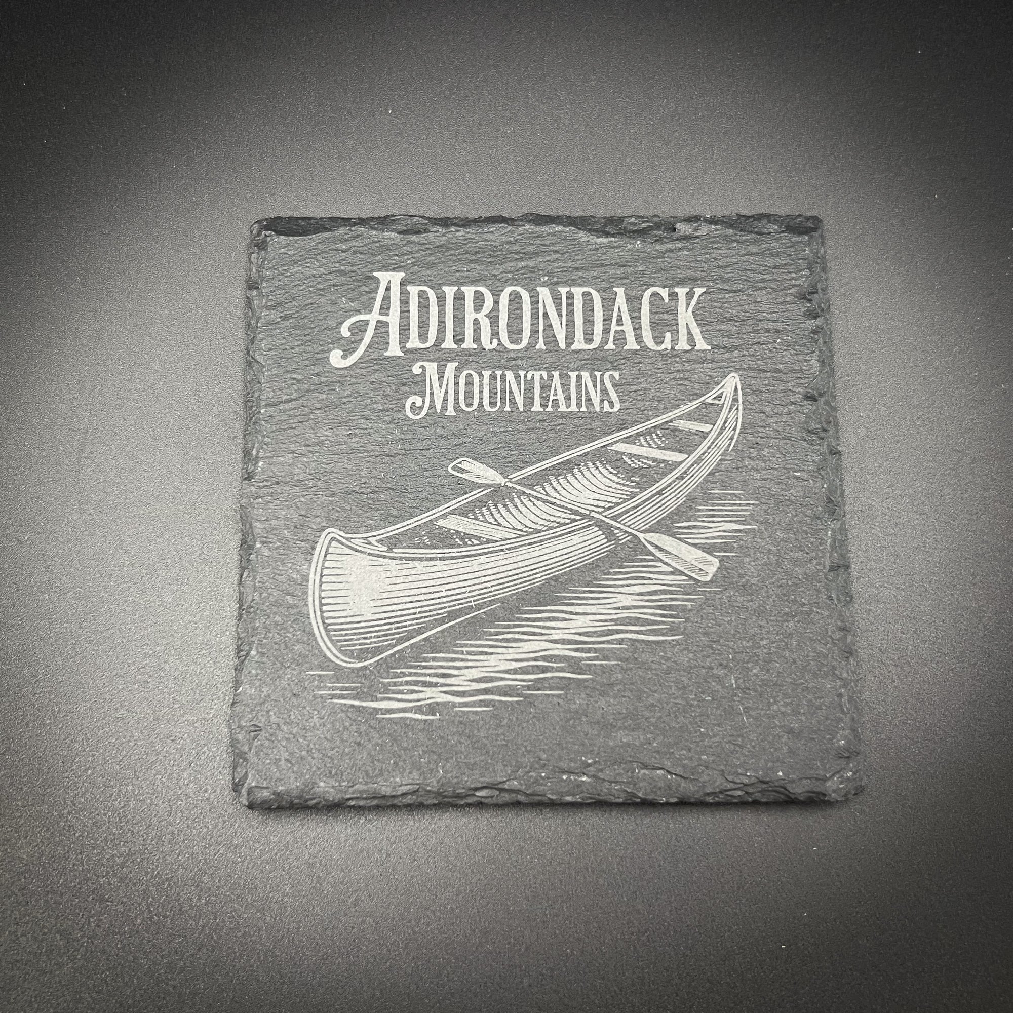 Canoe with Adirondack Mountains - 4" Square Slate Coaster – Adirondack ...